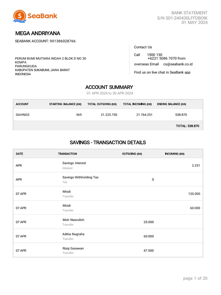 Seabank Statement 20240604 | PDF | Sektor Swasta | Ekonomi Keuangan