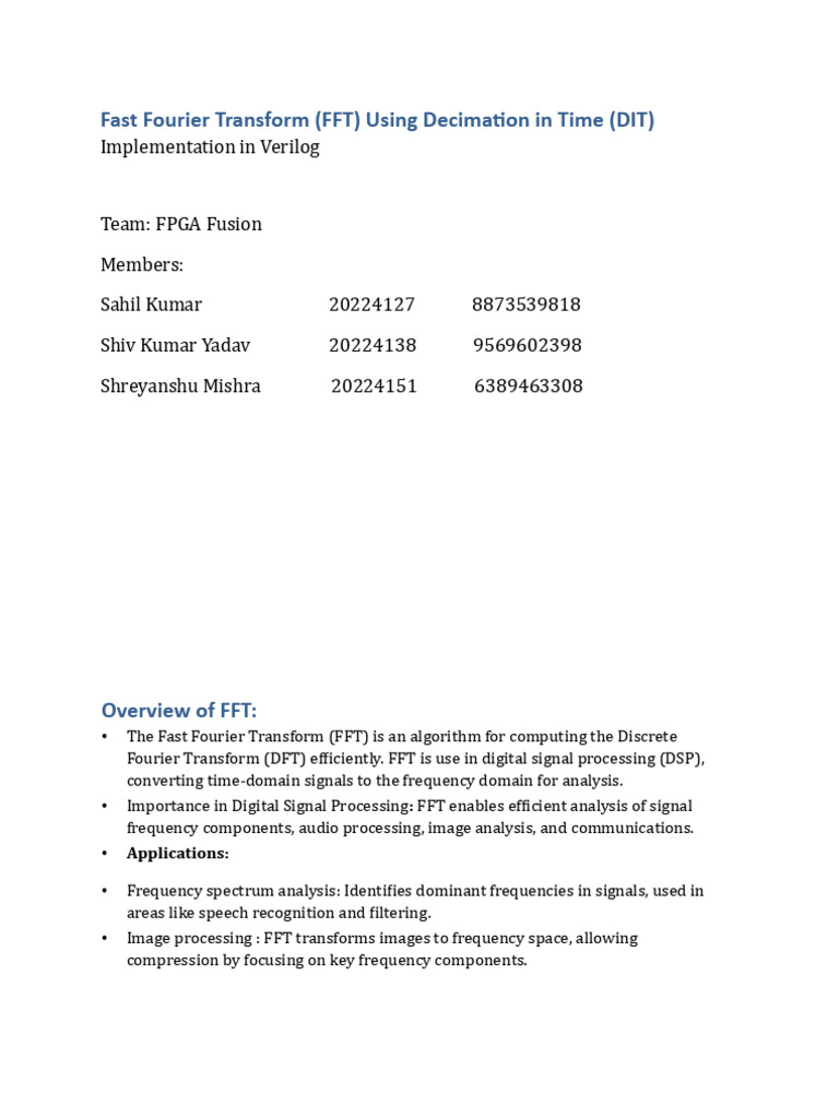 FFT PPT | PDF | Fast Fourier Transform | Discrete Fourier Transform