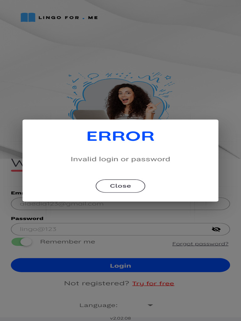 Lingo Login Page & Error Info | PDF