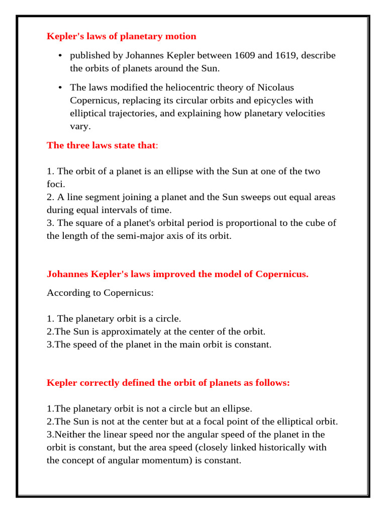 Kepler's Laws of Planetary Motion Explained | PDF | Orbit | Ellipse
