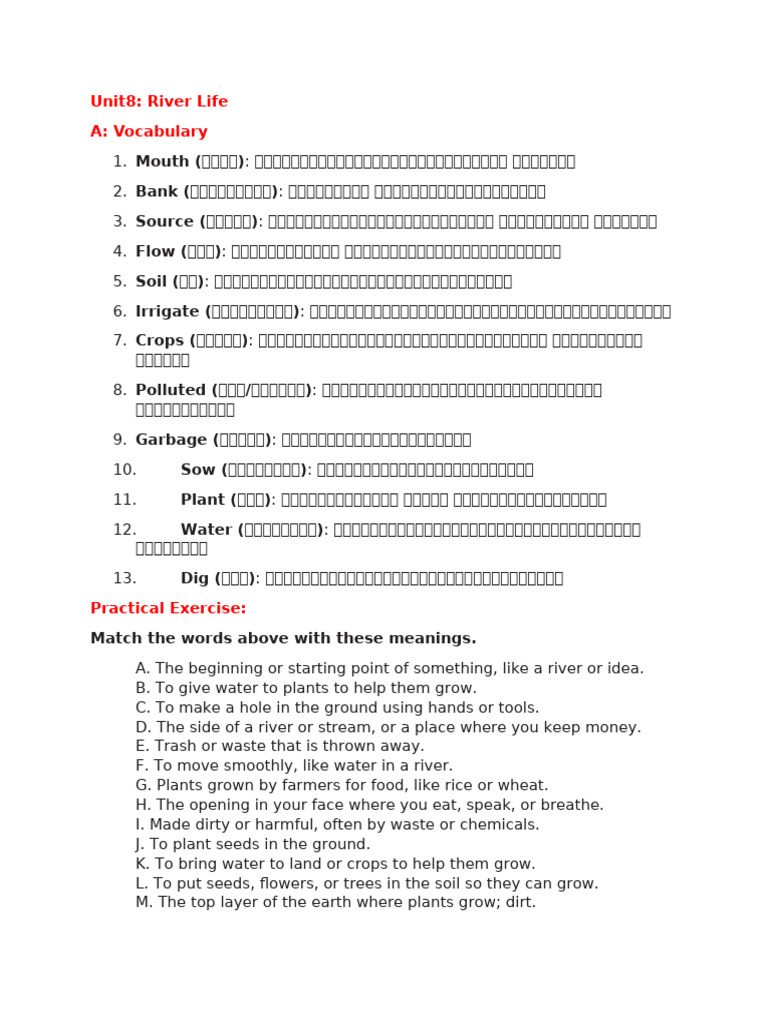 Unit 8 | PDF | Verb | Plants