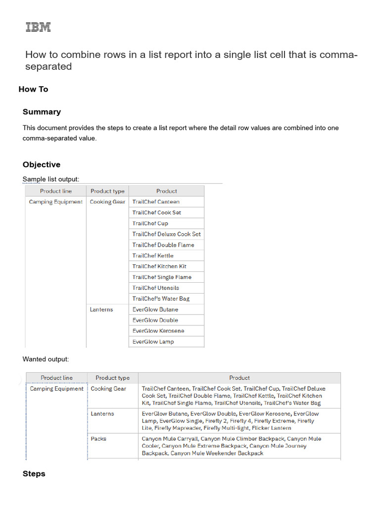 How To Combine Rows in A List Report Into A Single List Cell That Is ...