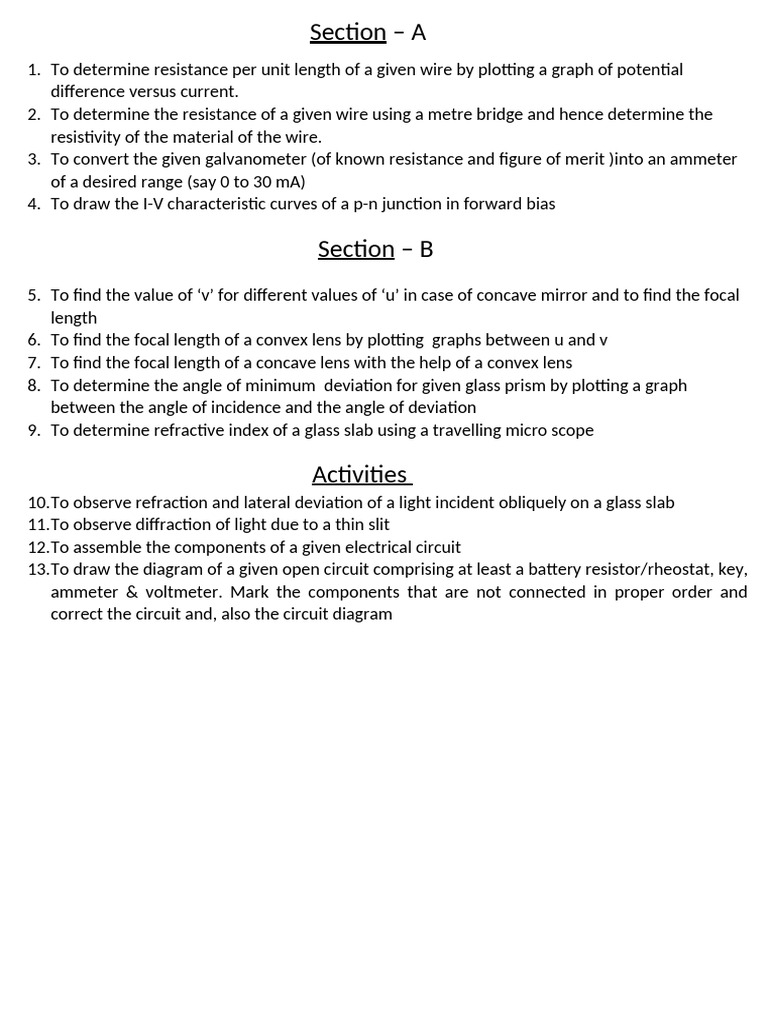 Physics Lab Question Paper | PDF