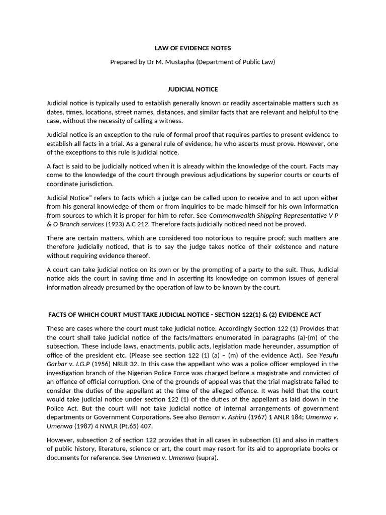 Judicial Notice by MM | PDF | Evidence (Law) | Judicial Notice
