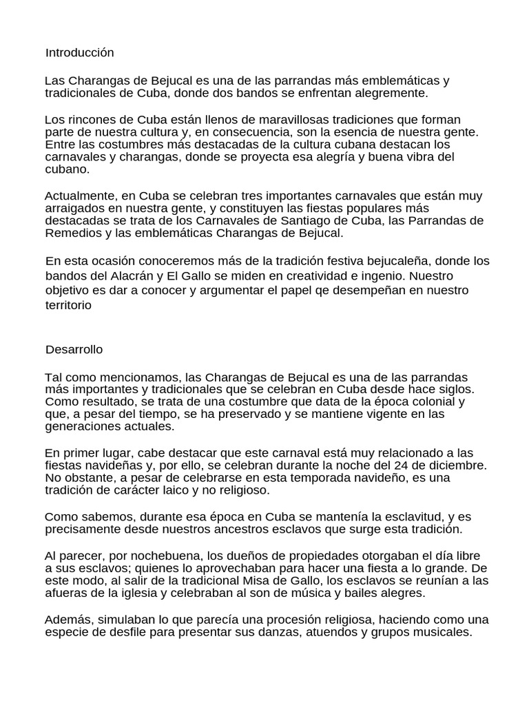 Charangas de Bejucal: Tradición Cubana | PDF | Carnaval | Cuba