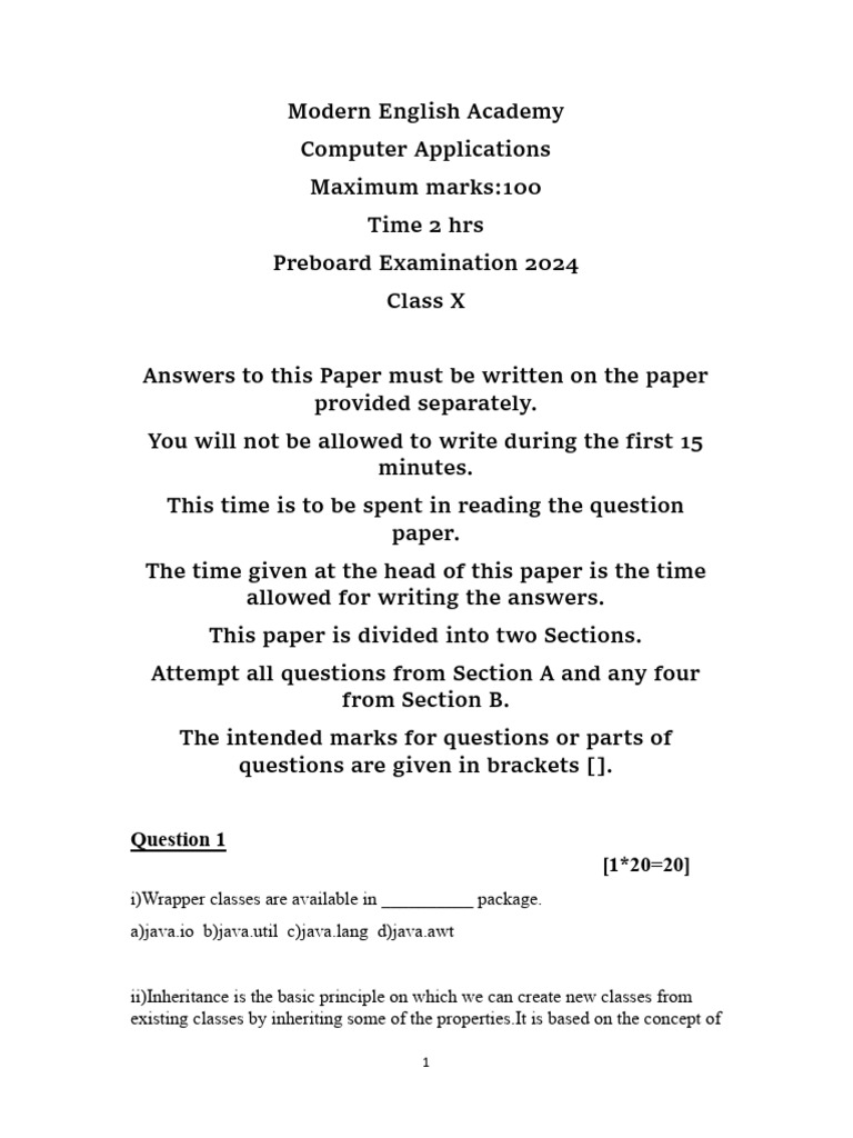 Selection Question 2024 | PDF | String (Computer Science) | Constructor ...