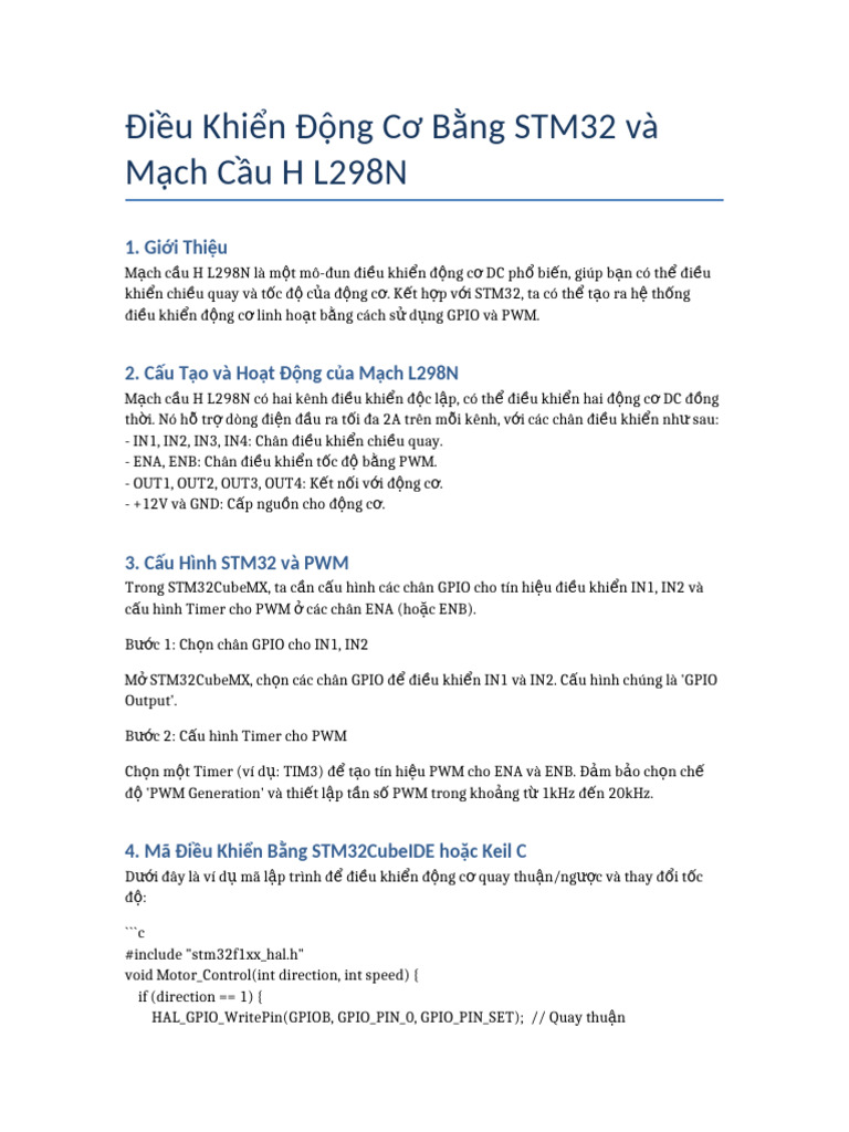 Dieu Khien Dong Co STM32 L298N | PDF