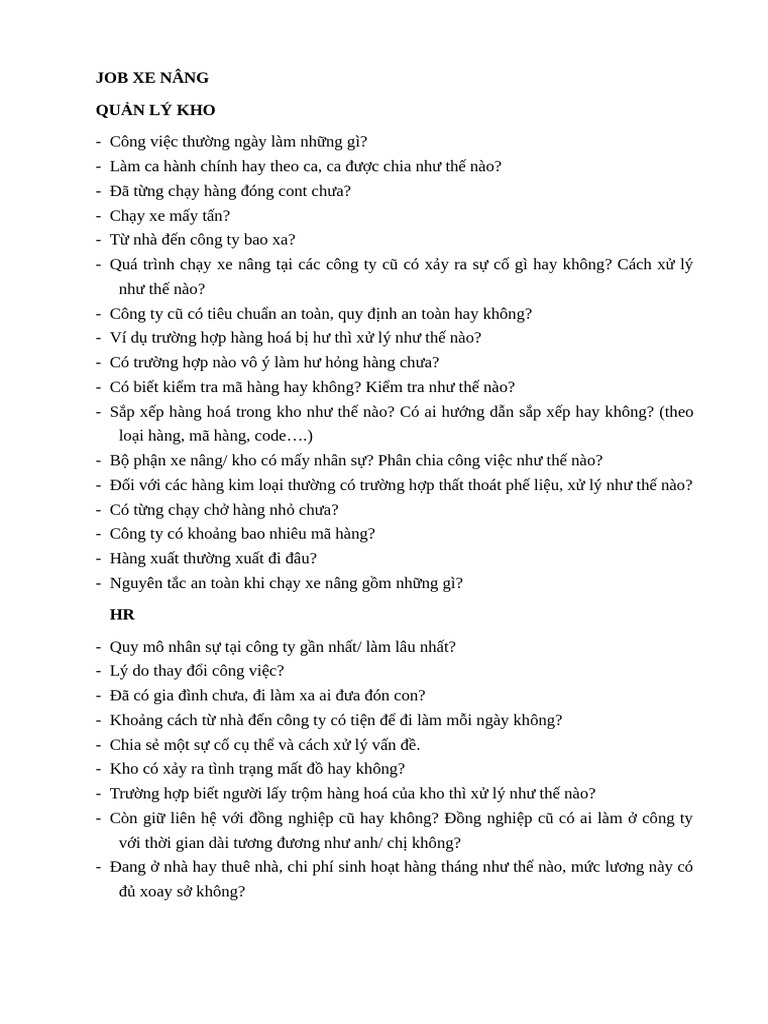 Warehouse Interview Script | PDF