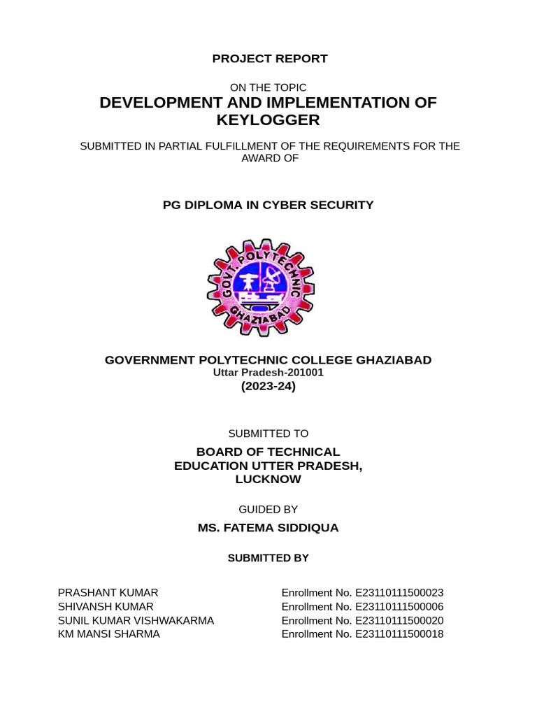Development and Implementation of Keylogger | PDF | Computing ...