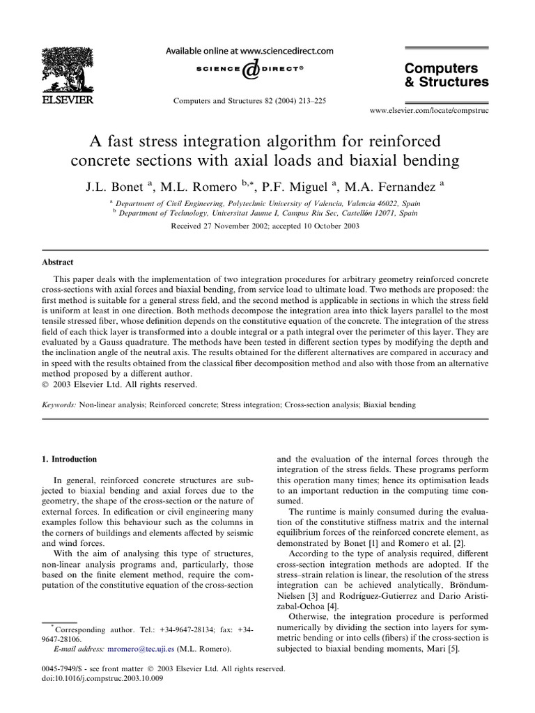 A Fast Stress Integration Algorithm For Reinforced Concrete Sections With Axial Loads and ...