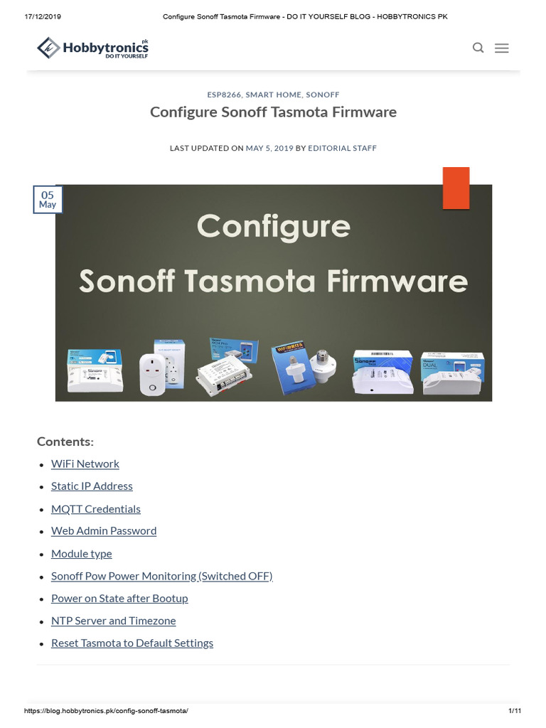 Configure Sonoff Tasmota Firmware - DO IT YOURSELF BLOG - HOBBYTRONICS PK | PDF | Booting | Ip ...