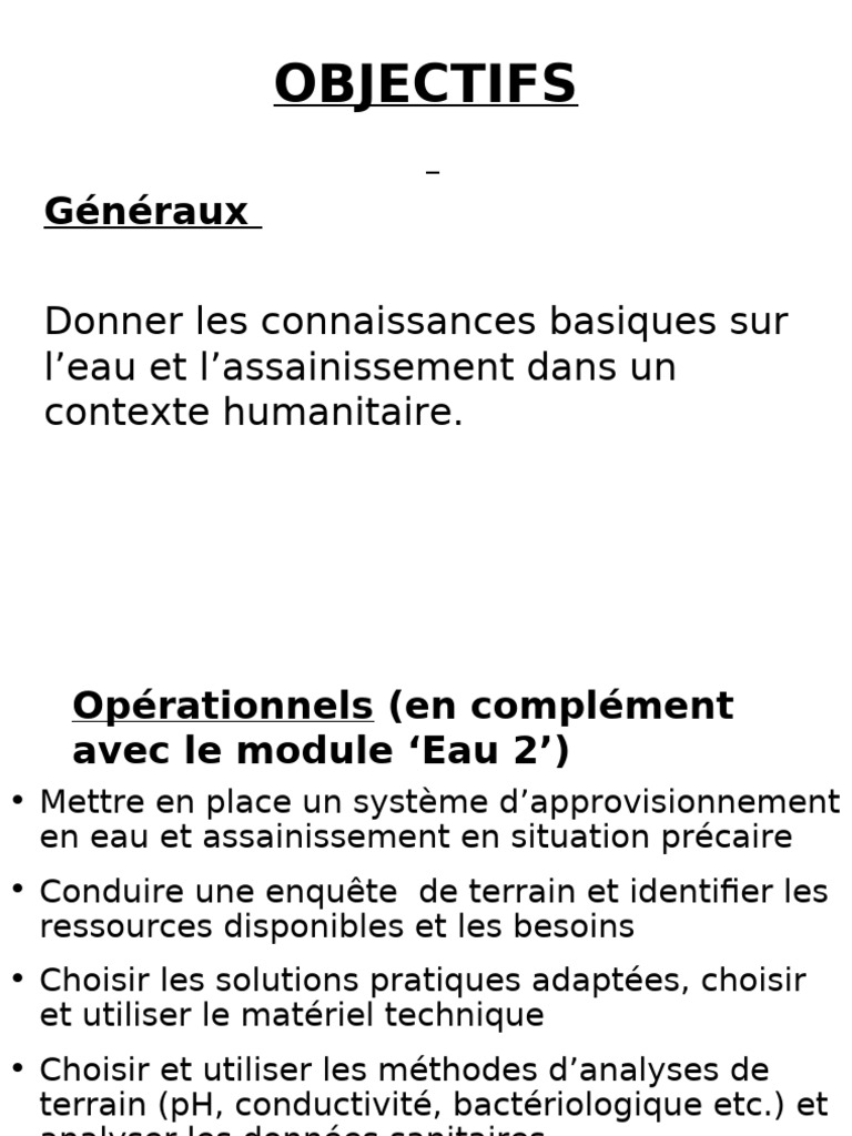 Eau et assainissement en contexte humanitaire | PDF | Latrines | Eau