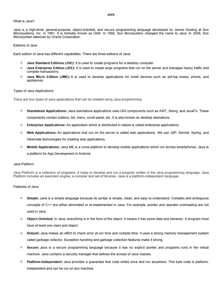 JAVA Fundamental | PDF | Java (Programming Language) | Java (Software Platform)