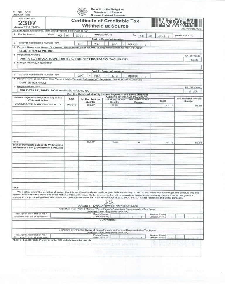 2307 TM 2024 2Q | PDF