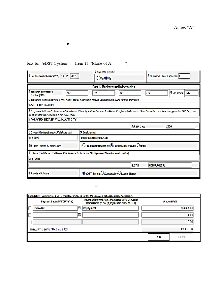 Tax Filing Guide for eDST System | PDF | Taxes | Public Finance