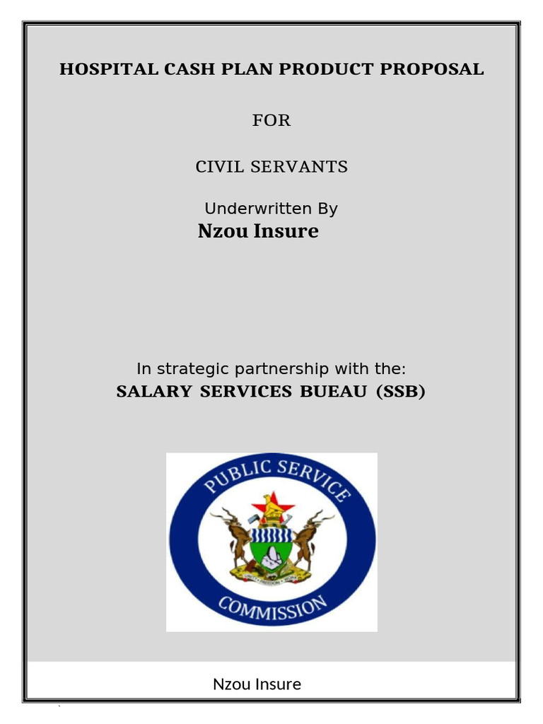 Nzou Insure Hospital Cash Plan Proposal | PDF | Insurance | Hospital