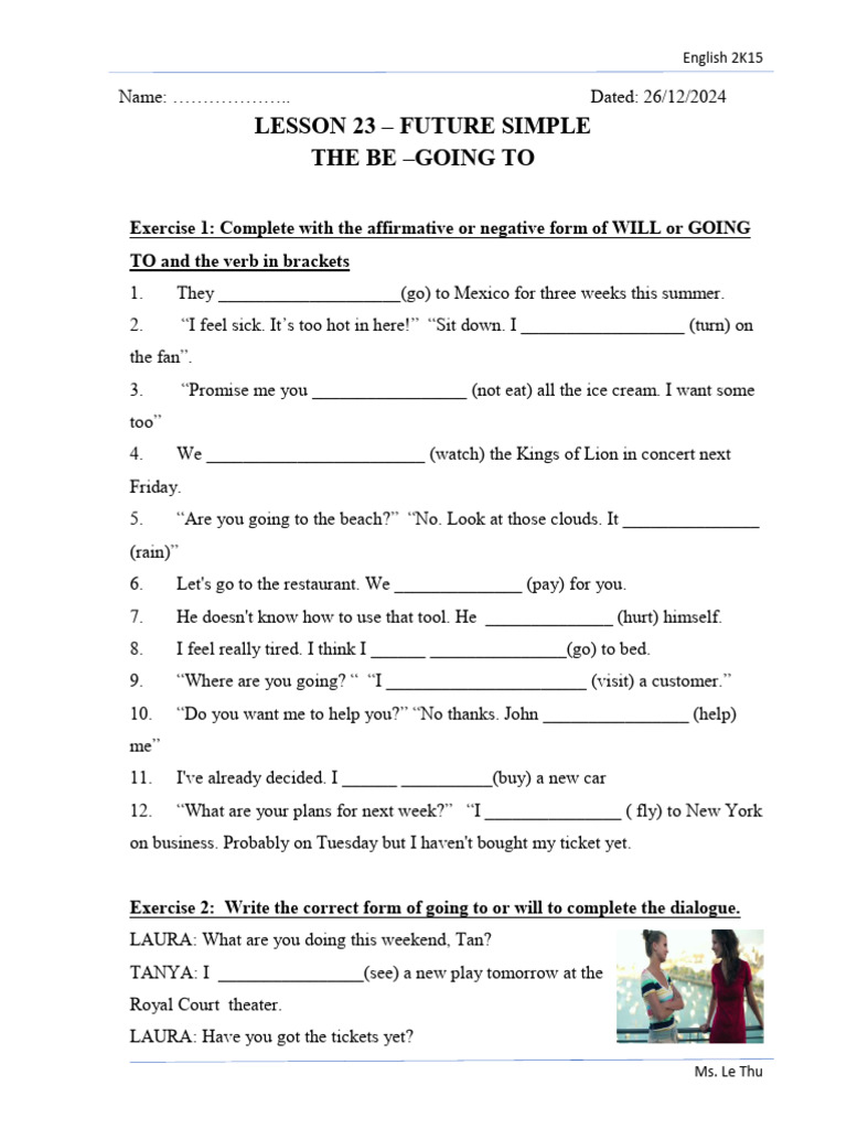 Lesson23 Future Simple the Be Going to | PDF