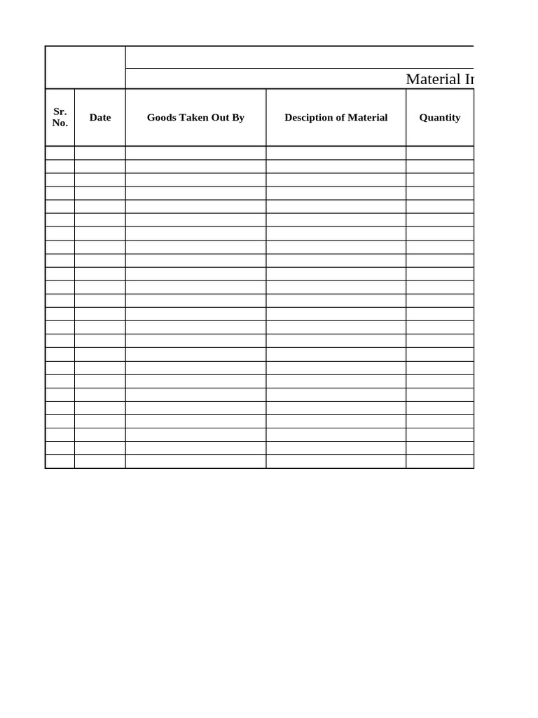Material Inward Register Format | PDF