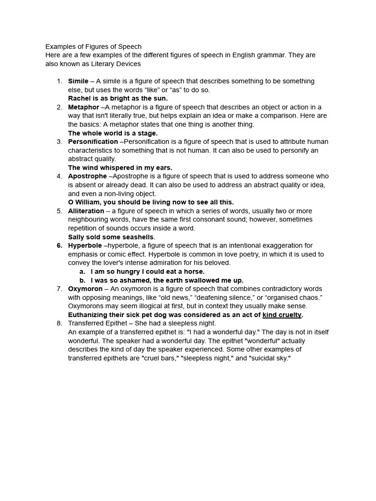 Figures of Speech Explained | PDF