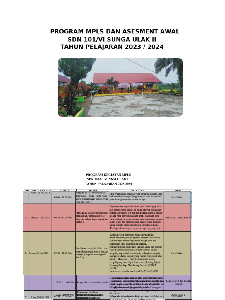 3. PROGRAM MPLS DAN ASESMEN AWAL SD 101 | PDF