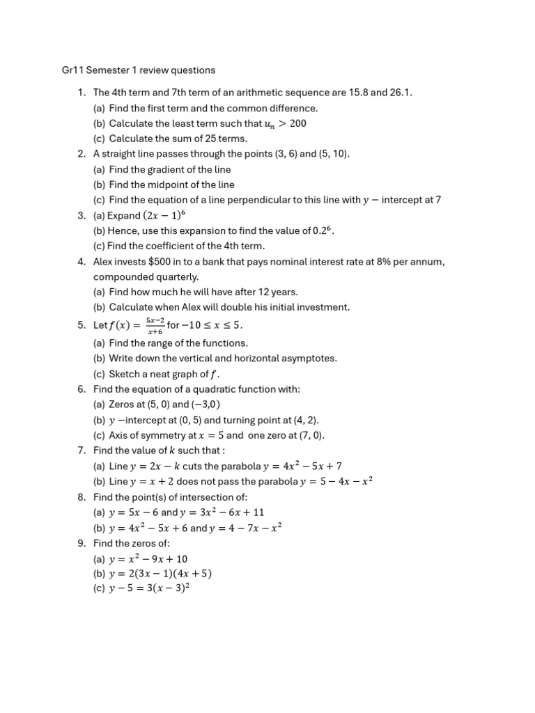 G11AASL2 Semester 1 Review | PDF