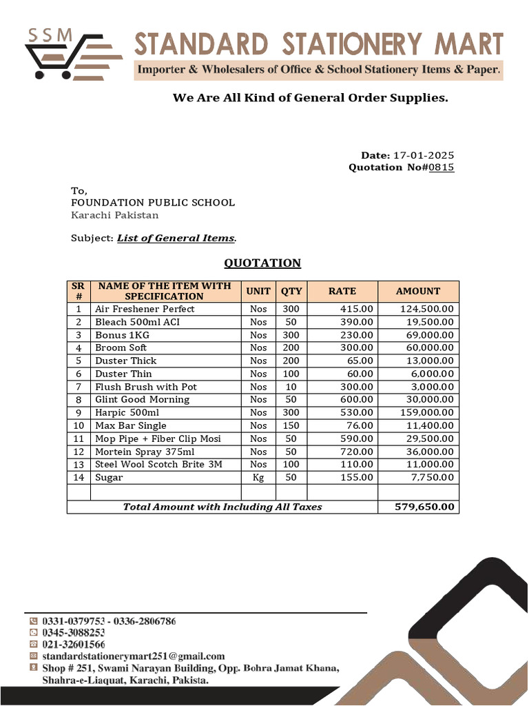 Standard Quotation For FPS | PDF