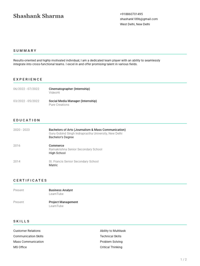 Shashank F.Resume | PDF