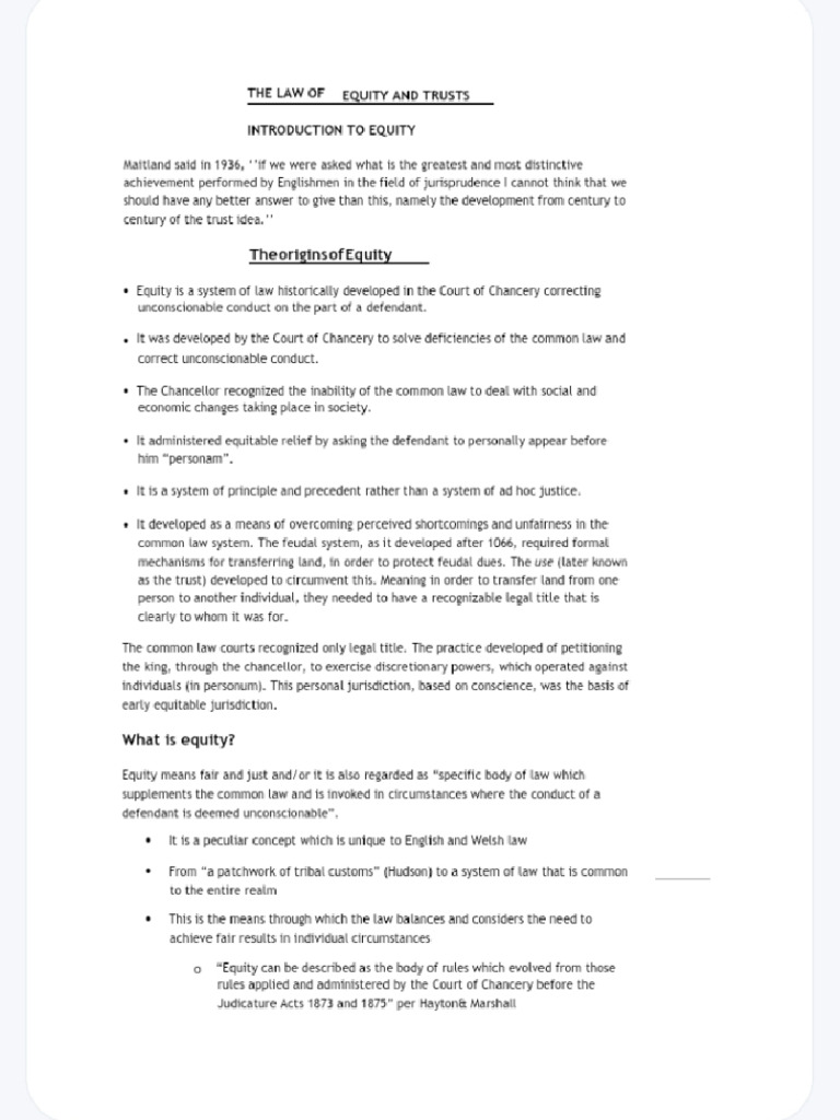 Equity &trust Notes | PDF