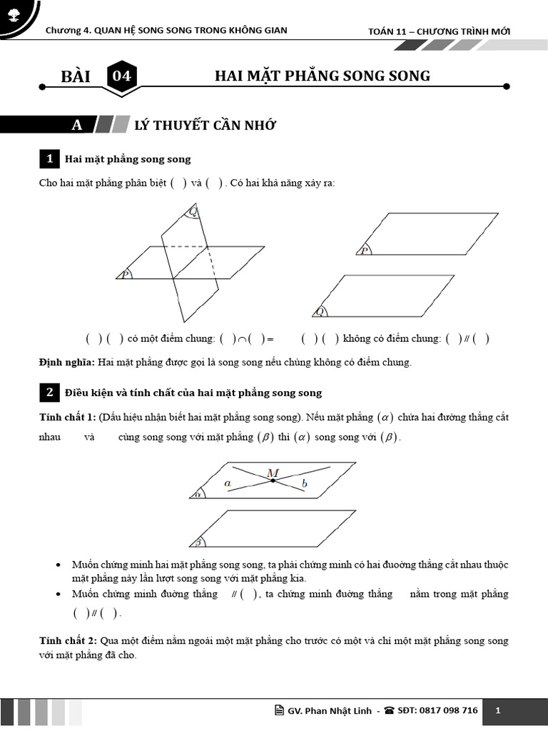 Quan He Song Song Trong Khong Gian Toan 11 Knttvcs Phan Nhat Linh Các Trang Đã Xóa | PDF