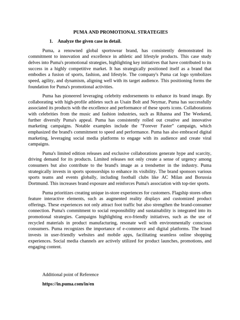 Puma Promotional Strategies | PDF | Brand | Human Communication