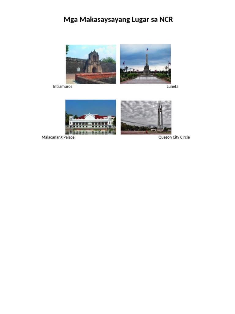 Sample Makasaysayang Pook Sa NCR | PDF