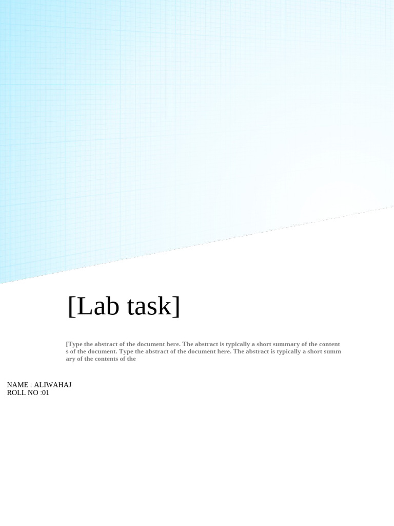 (Lab Task) : Name: Aliwahaj Roll No:01 | PDF