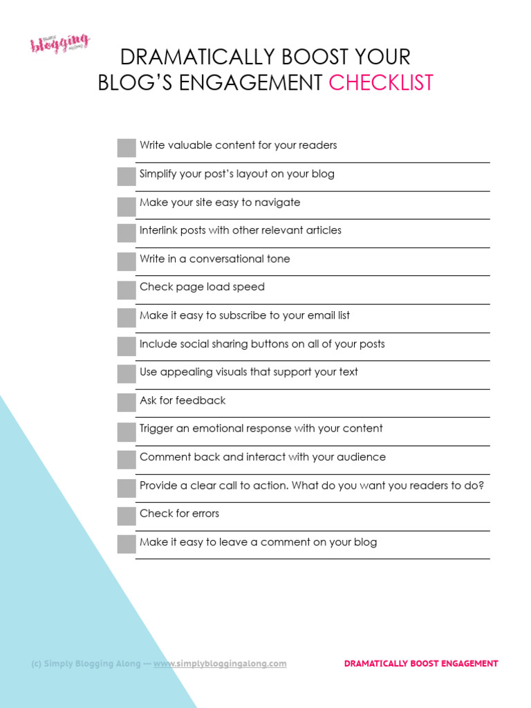 Blog Engagement Boost Checklist | PDF