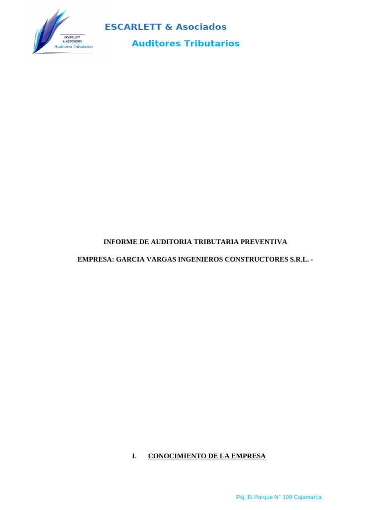 Modelo Informe Auditoria Tributaria Constructora[1] | PDF | Auditoría | Contador