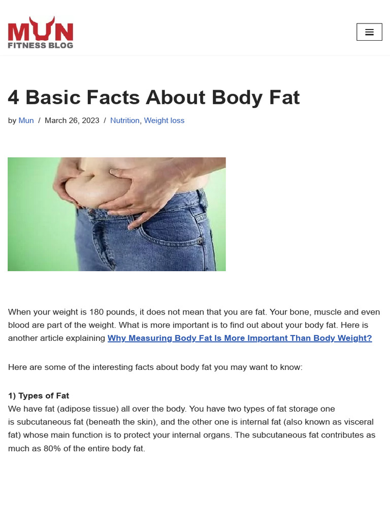 4 Basic Facts About Body Fat - Be Healthy Be Fit Be Strong | PDF ...