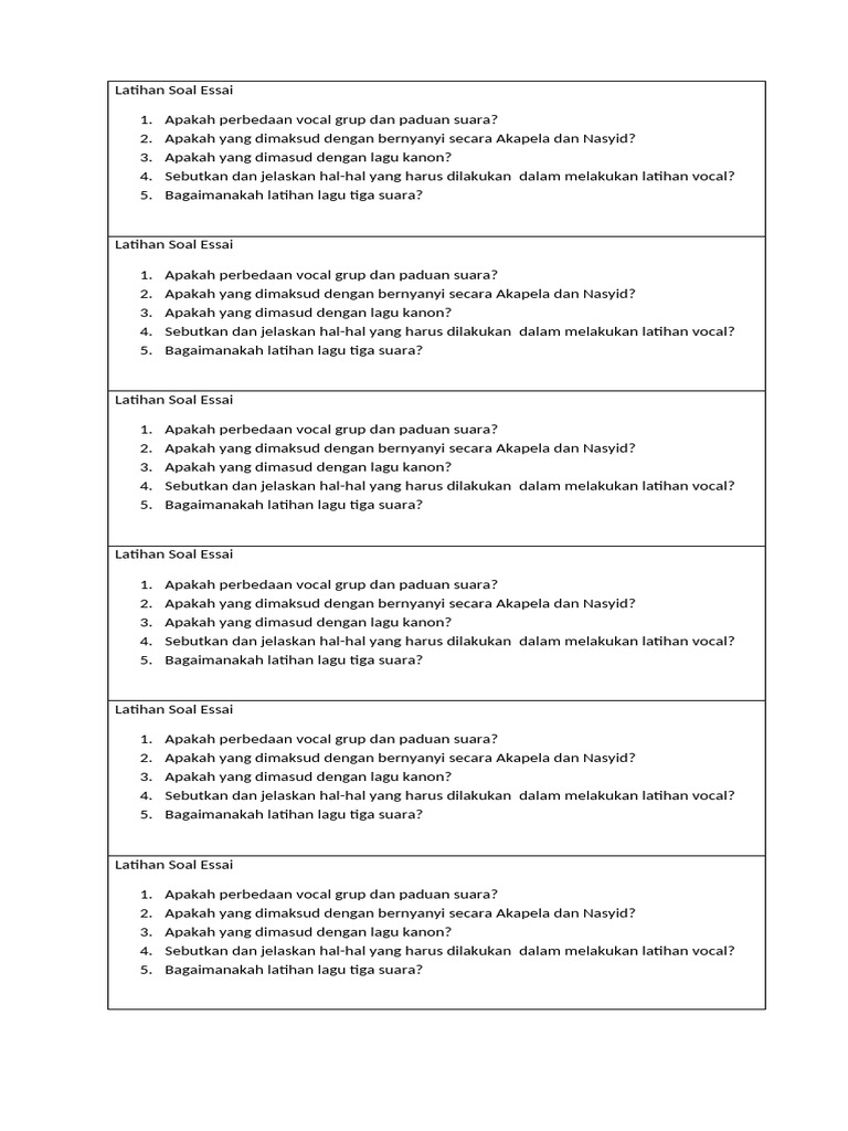 Latihan Soal Essai | PDF