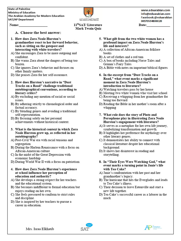 11th Unit 4 Part 2 Quiz 3 | PDF