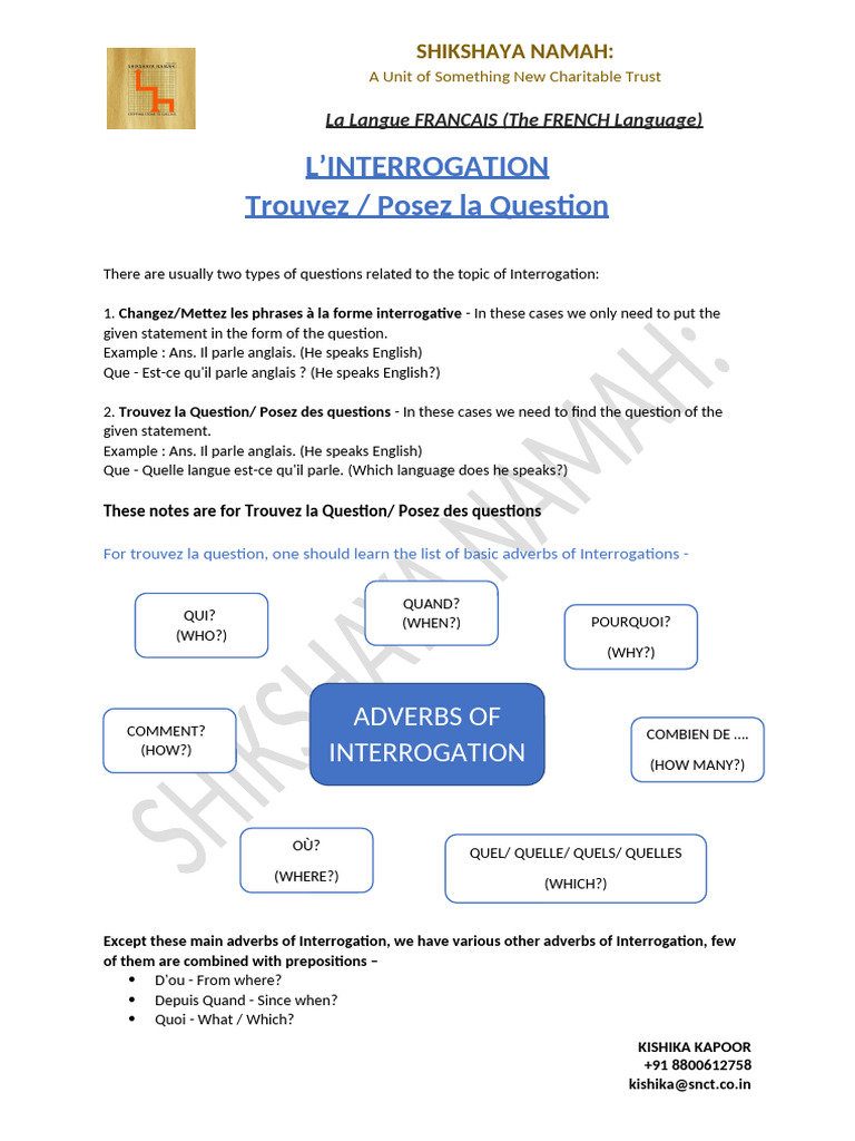 Notes - Trouvez La Question | PDF | Grammatical Gender | Languages