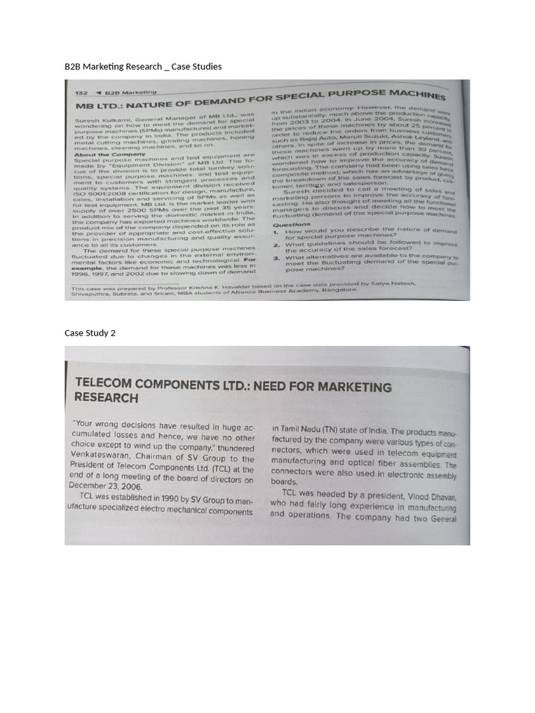Case Studies - B2B Marketing Research | PDF