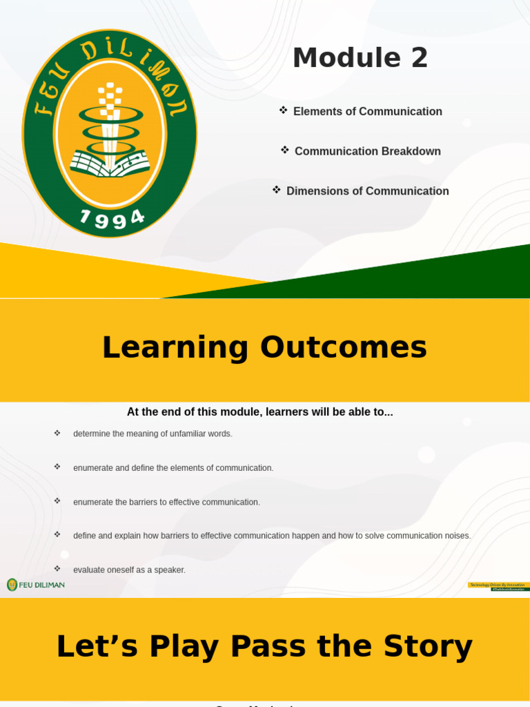 (M2-MAIN) Elements of Communication, Communication Breakdown and ...