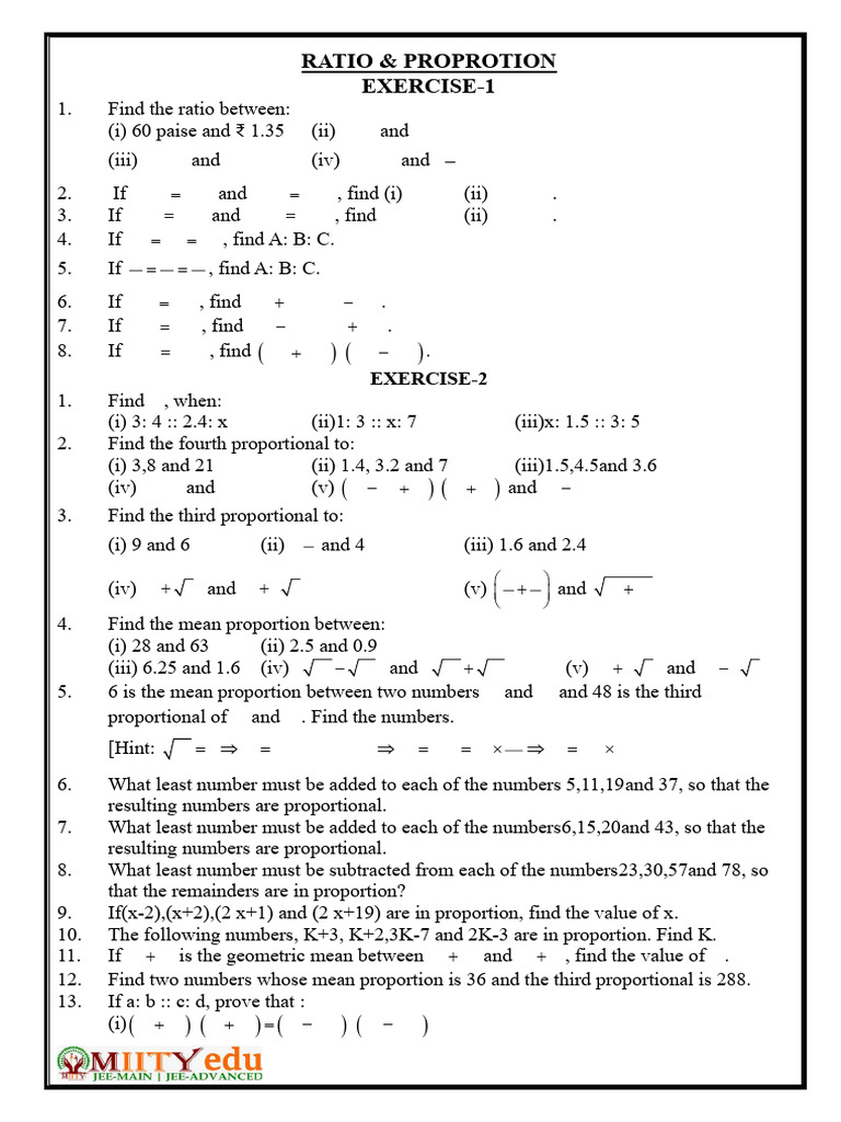 Ratio & Proportion | PDF | Mathematics