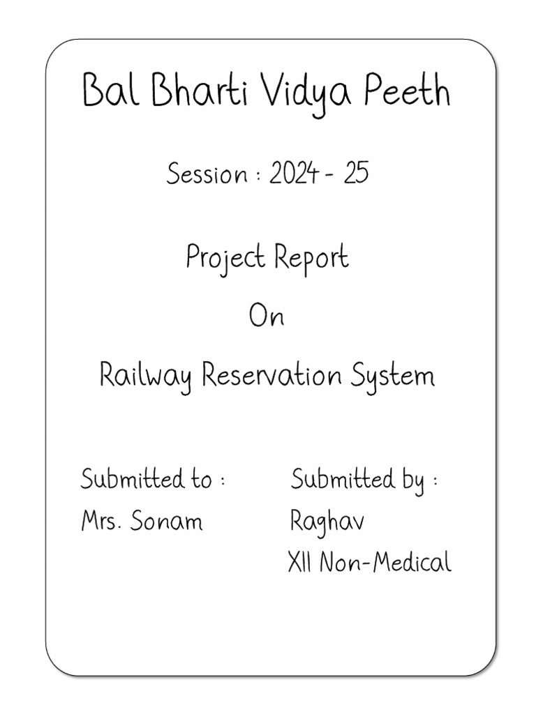 Project Report On Railway Reservation System | PDF | Comma Separated Values | Spreadsheet