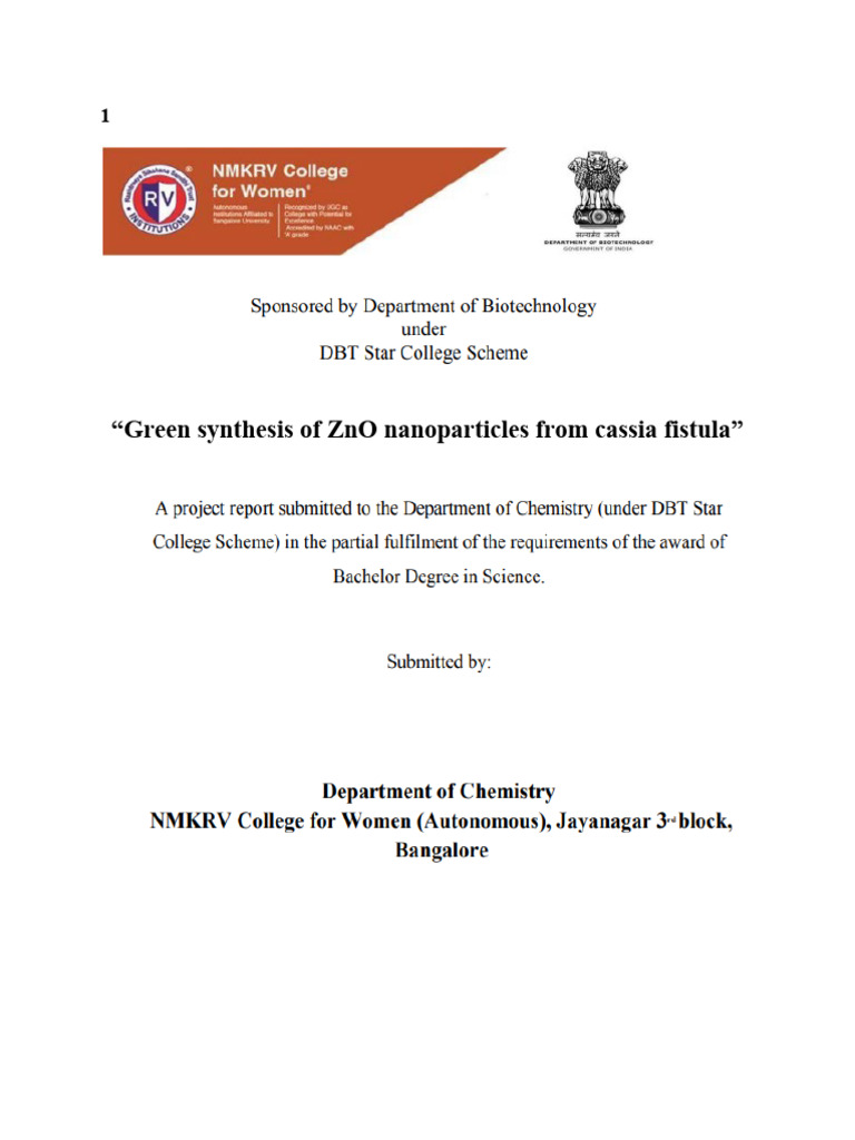 GREEN SYNTHESIS OF ZnO NANO-PARTICLES - v2 | PDF | Zinc Oxide ...