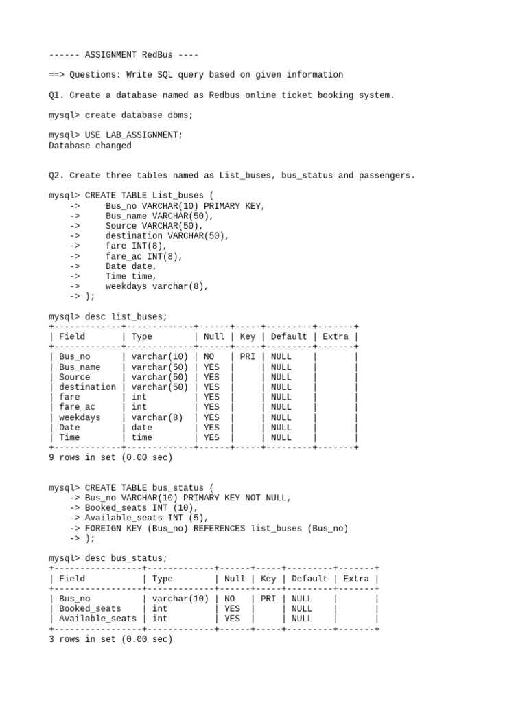 ASSIGNMENT RedBus | PDF | Databases | Information Retrieval