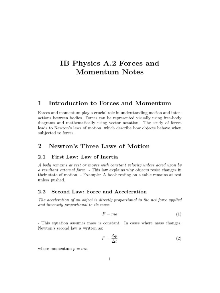 physics_notes_a_2 | PDF | Force | Newton's Laws Of Motion