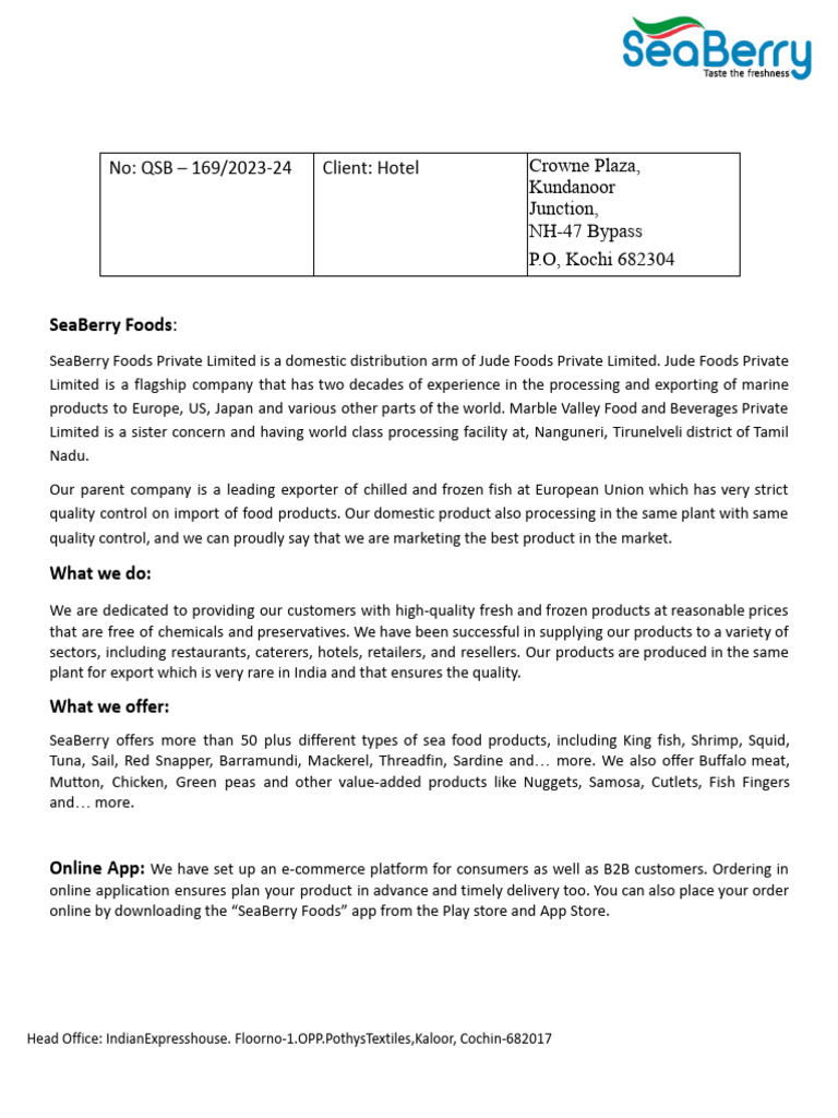 Crown Plaza Quot | PDF | Food Industry | Foods