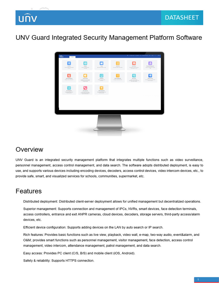 UNV Guard Datasheet-V1.01 - 20240801 | PDF | Access Control | Backup