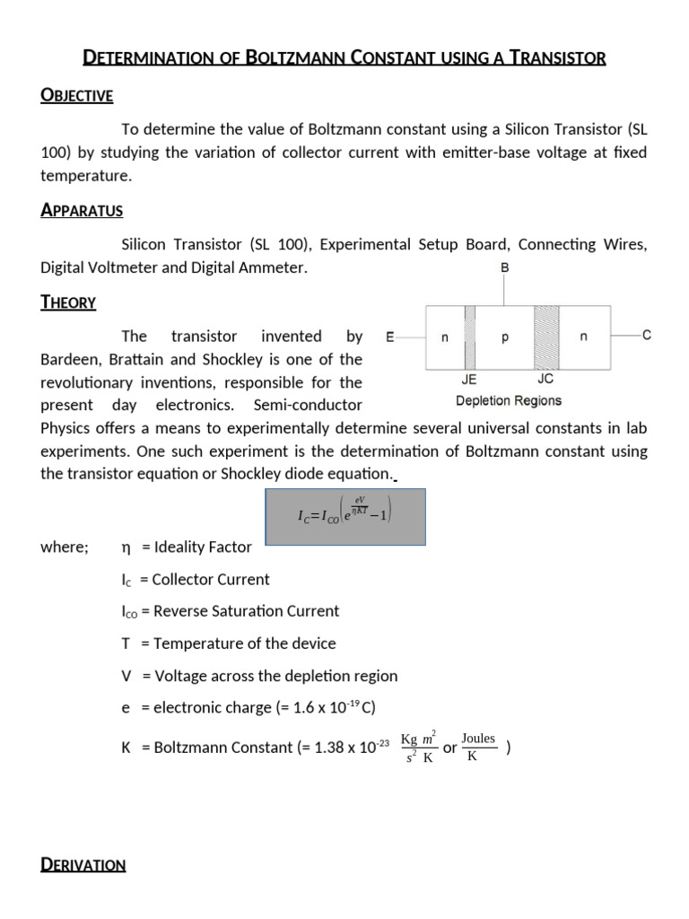 Boltzmann constant_Final | PDF | Transistor | Bipolar Junction Transistor