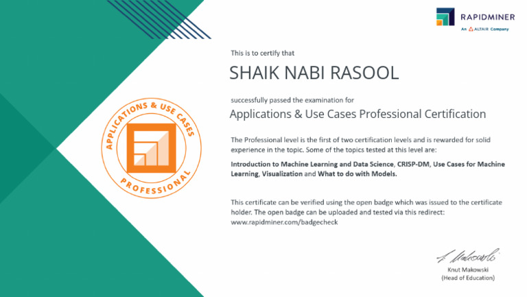 Applications & Use Cases Professional Certification | PDF