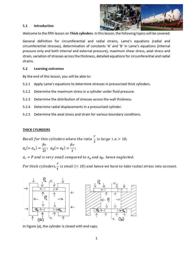 Thick Cylinder Stress Analysis Guide | PDF | Stress (Mechanics) | Liquids